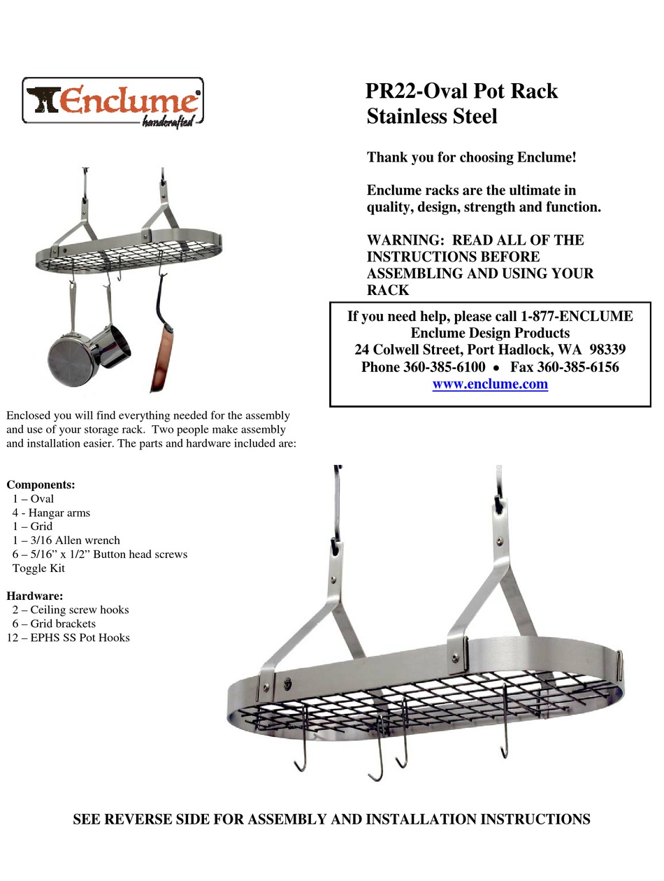 ENCLUME PR22 ASSEMBLY AND INSTALLATION INSTRUCTIONS Pdf Download ...