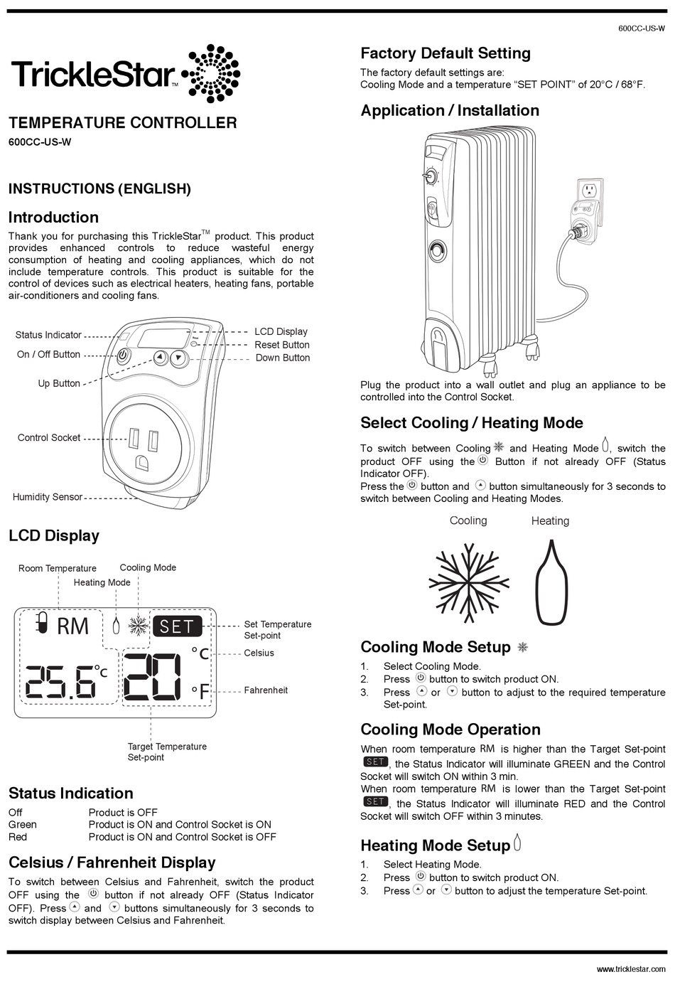 TRICKLESTAR 600CC-US-W INSTRUCTIONS Pdf Download | ManualsLib