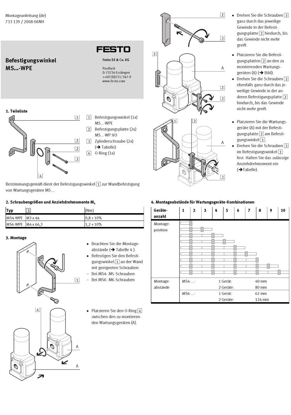 FESTO MS-WPE SERIES ASSEMBLY INSTRUCTIONS Pdf Download | ManualsLib