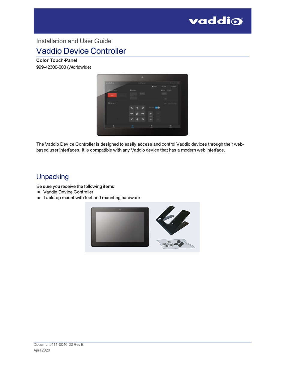 VADDIO 999-42300-000 INSTALLATION AND USER MANUAL Pdf Download | ManualsLib