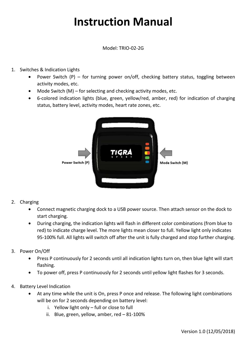 TIGRA SPORT TRIO-02-2G INSTRUCTION MANUAL Pdf Download | ManualsLib