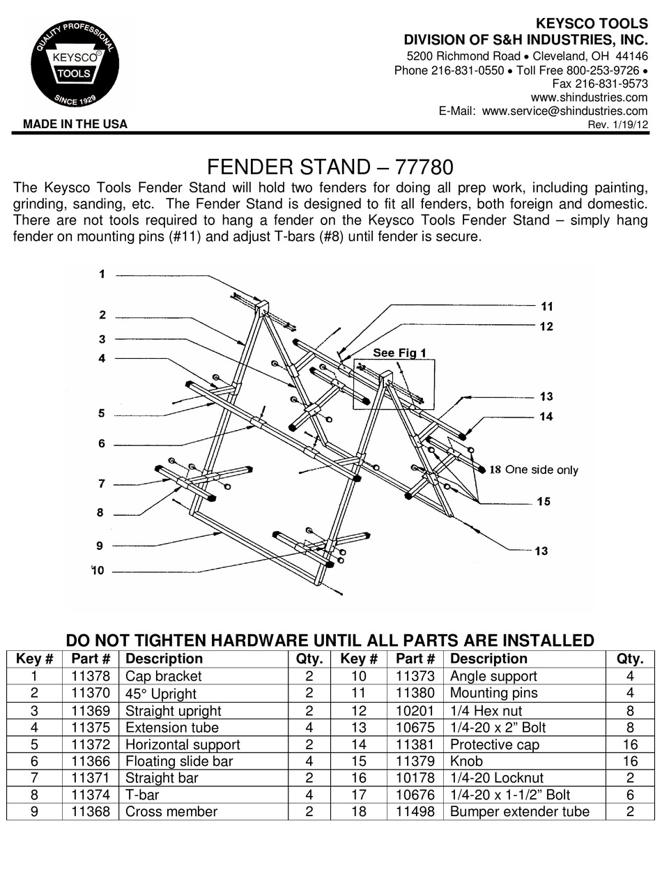 KEYSCO TOOLS 77780 ASSEMBLY INSTRUCTIONS Pdf Download | ManualsLib