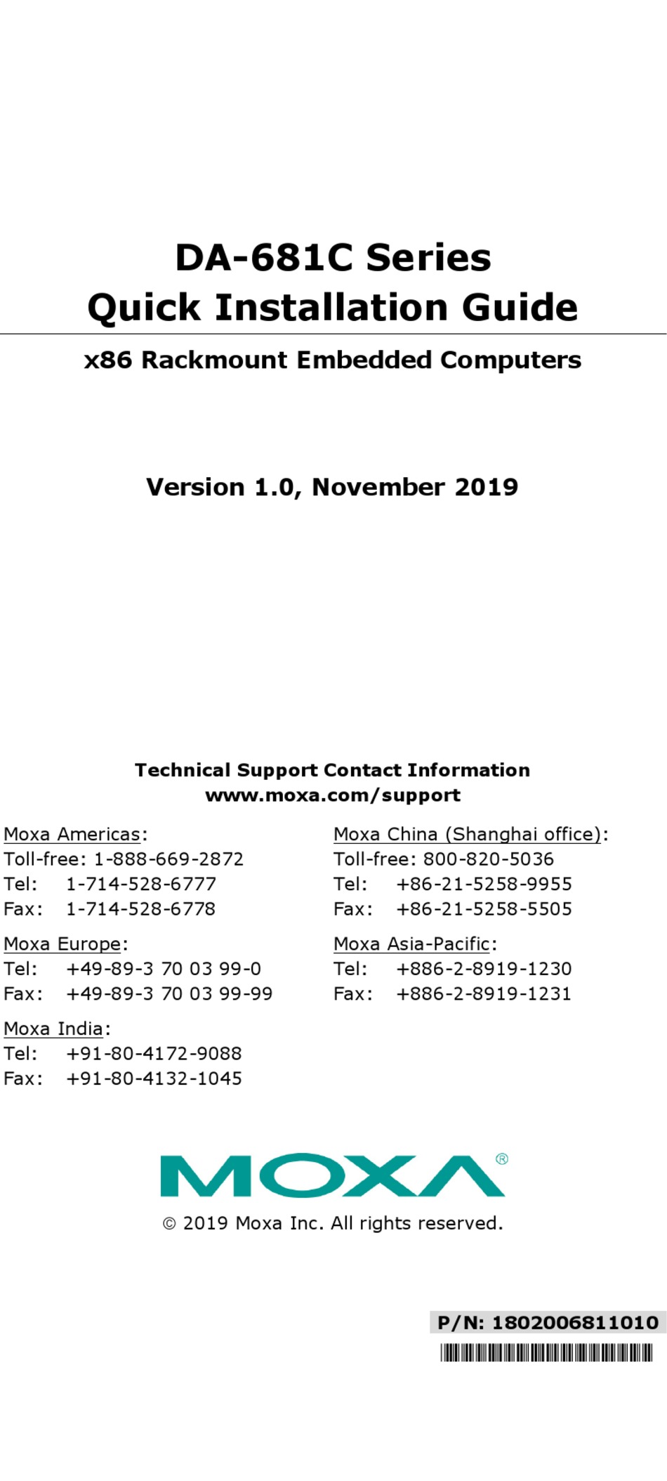 MOXA TECHNOLOGIES DA-681C SERIES QUICK INSTALLATION MANUAL Pdf Download | ManualsLib