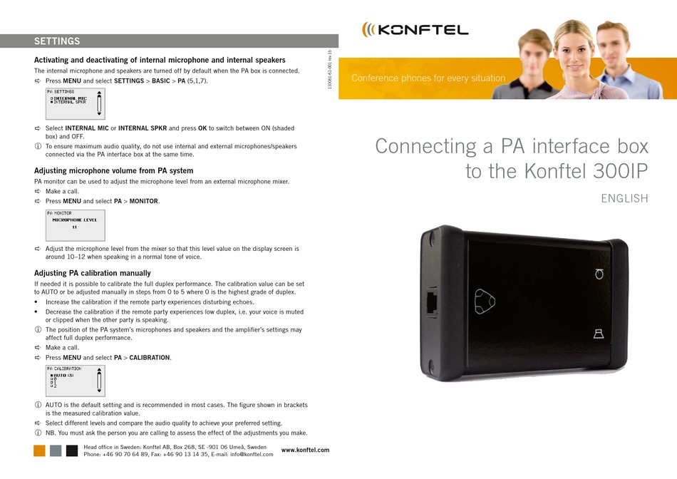 KONFTEL PA INTERFACE BOX MANUAL Pdf Download | ManualsLib