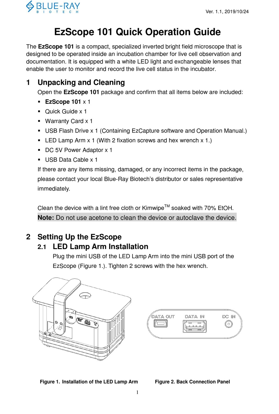 BLUE-RAY BIOTECH EZSCOPE 101 QUICK OPERATION MANUAL Pdf Download | ManualsLib
