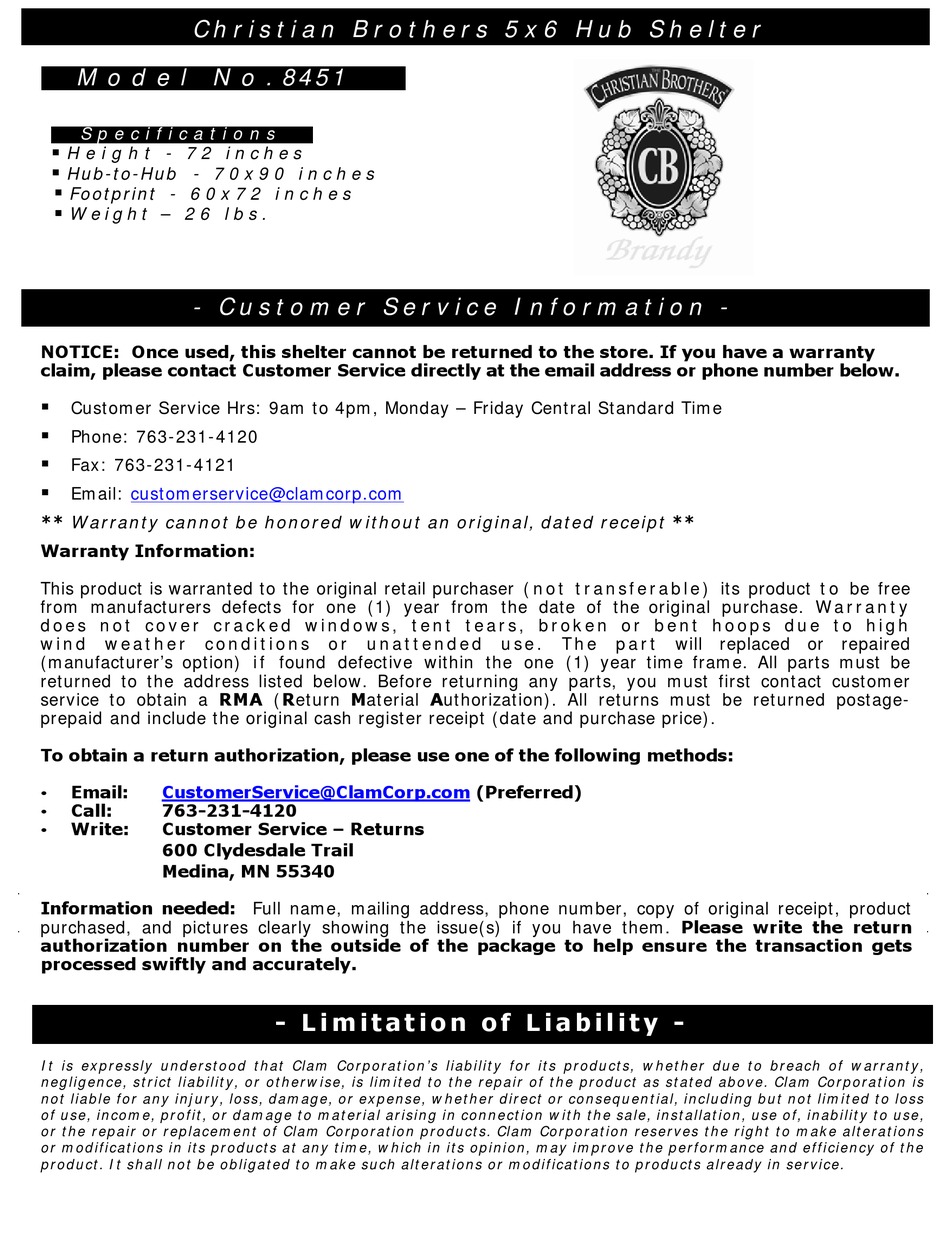 CHRISTIAN BROTHERS 8451 MANUAL Pdf Download | ManualsLib