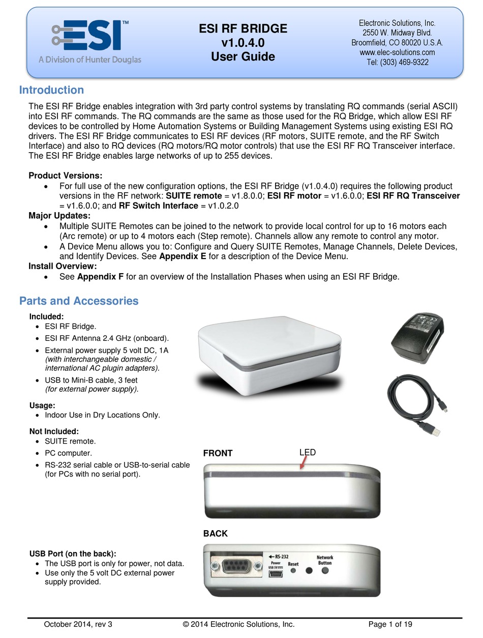 ESI RF BRIDGE USER MANUAL Pdf Download | ManualsLib