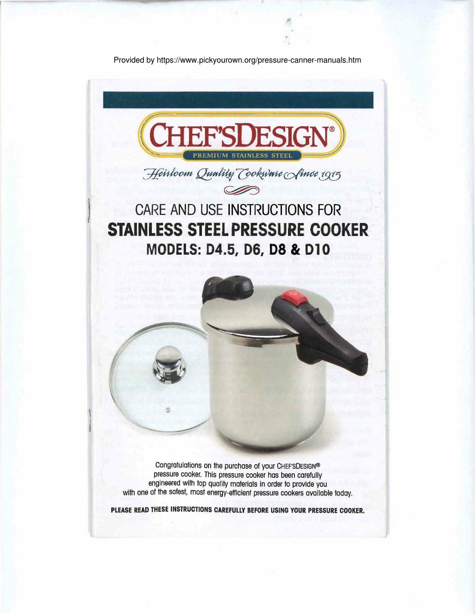 CHEF'SDESIGN D4.5 CARE AND USE INSTRUCTIONS MANUAL Pdf Download ...