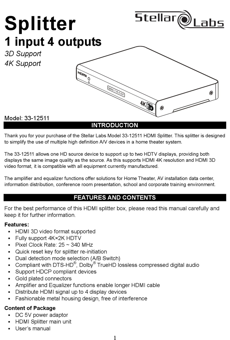 STELLAR LABS 33-12511 USER MANUAL Pdf Download | ManualsLib