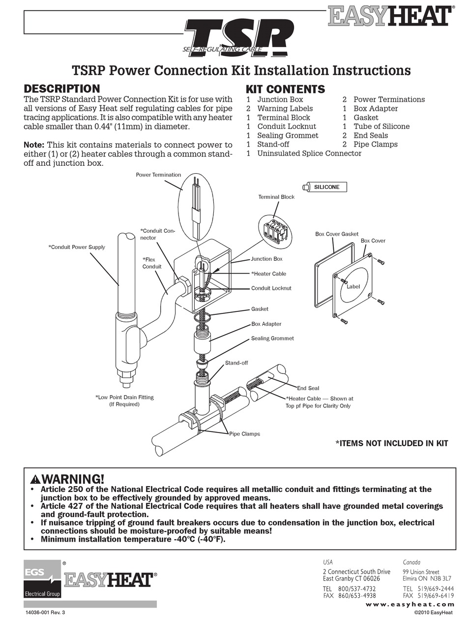 EASYHEAT TSRP SERIES INSTALLATION INSTRUCTIONS MANUAL Pdf Download ...