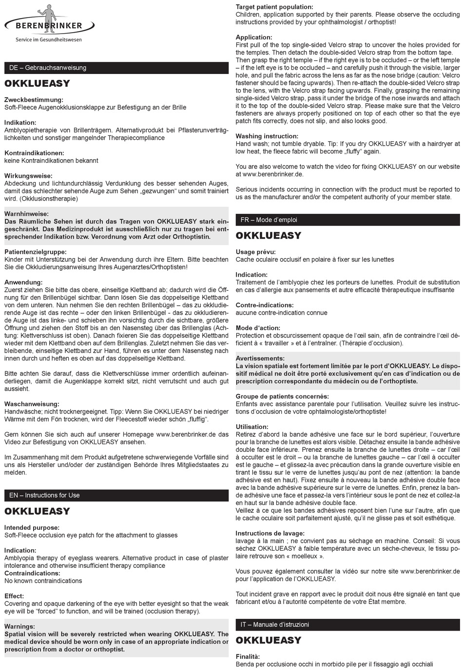 BERENBRINKER OKKLUEASY INSTRUCTIONS FOR USE Pdf Download | ManualsLib