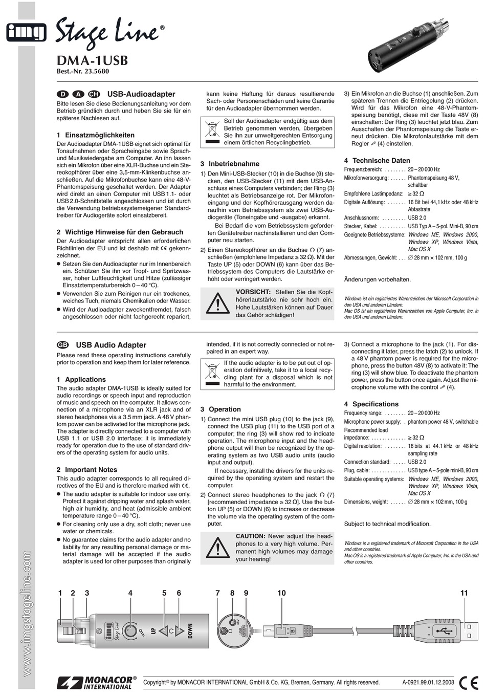 MONACOR IMG STAGELINE DMA-1USB OPERATING INSTRUCTIONS Pdf Download | ManualsLib