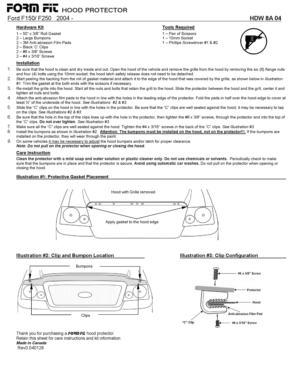 FORM FIT HDW 8A 04 MANUAL Pdf Download | ManualsLib