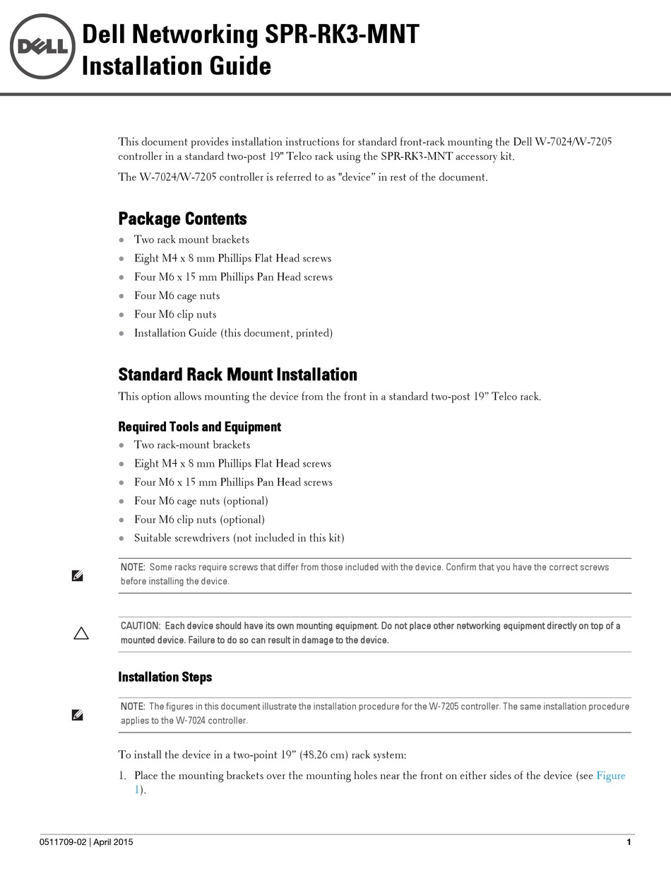 DELL SPR-RK3-MNT INSTALLATION MANUAL Pdf Download | ManualsLib