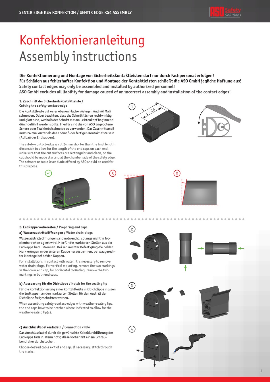 ASO SAFETY SOLUTIONS SENTIR EDGE KS4 ASSEMBLY INSTRUCTIONS Pdf Download ...