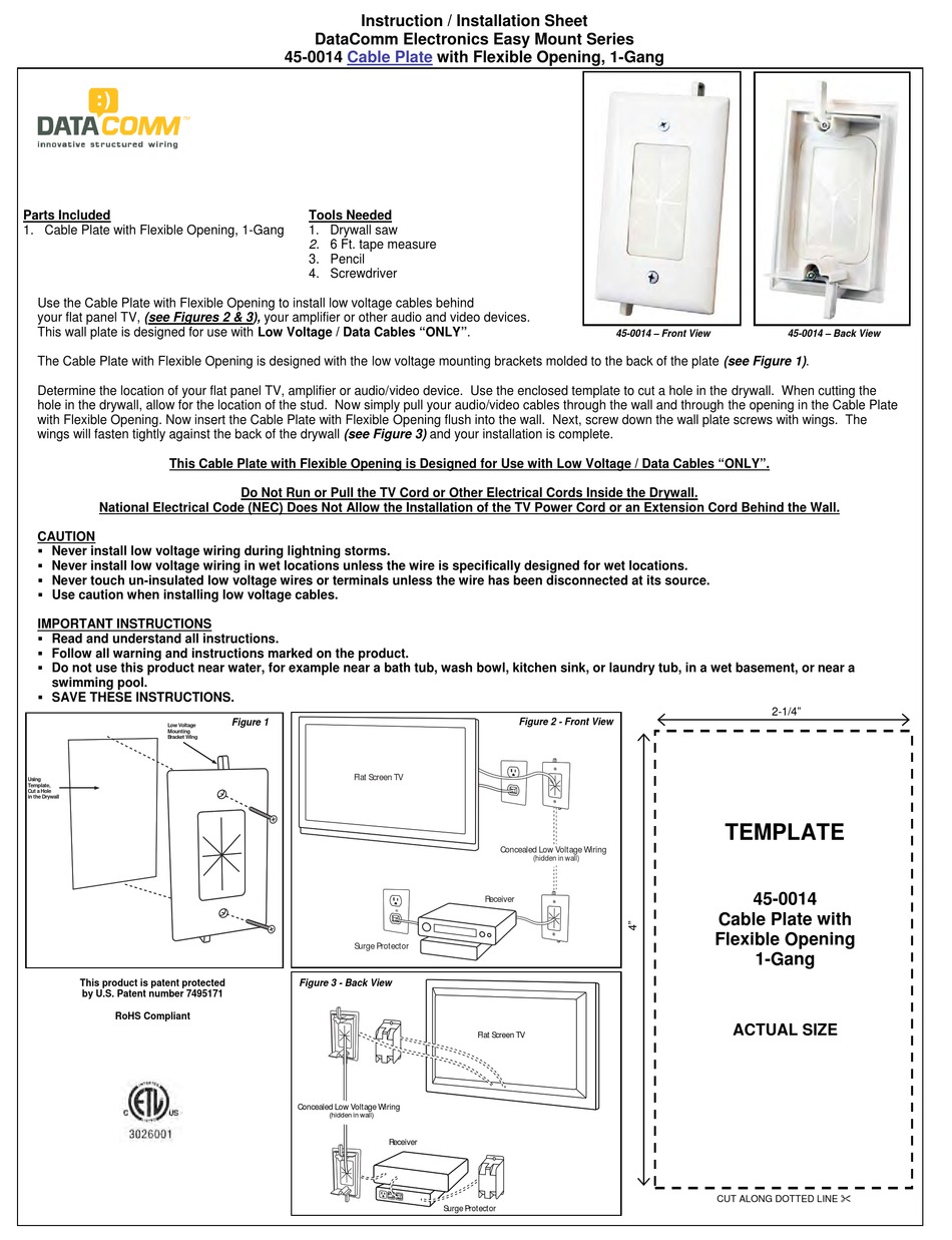 DATACOMM ELECTRONICS EASY MOUNT SERIES INSTRUCTION/INSTALLATION SHEET Pdf Download | ManualsLib
