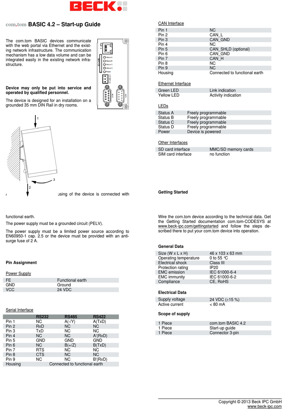 BECK BASIC 4.2 STARTUP MANUAL Pdf Download | ManualsLib