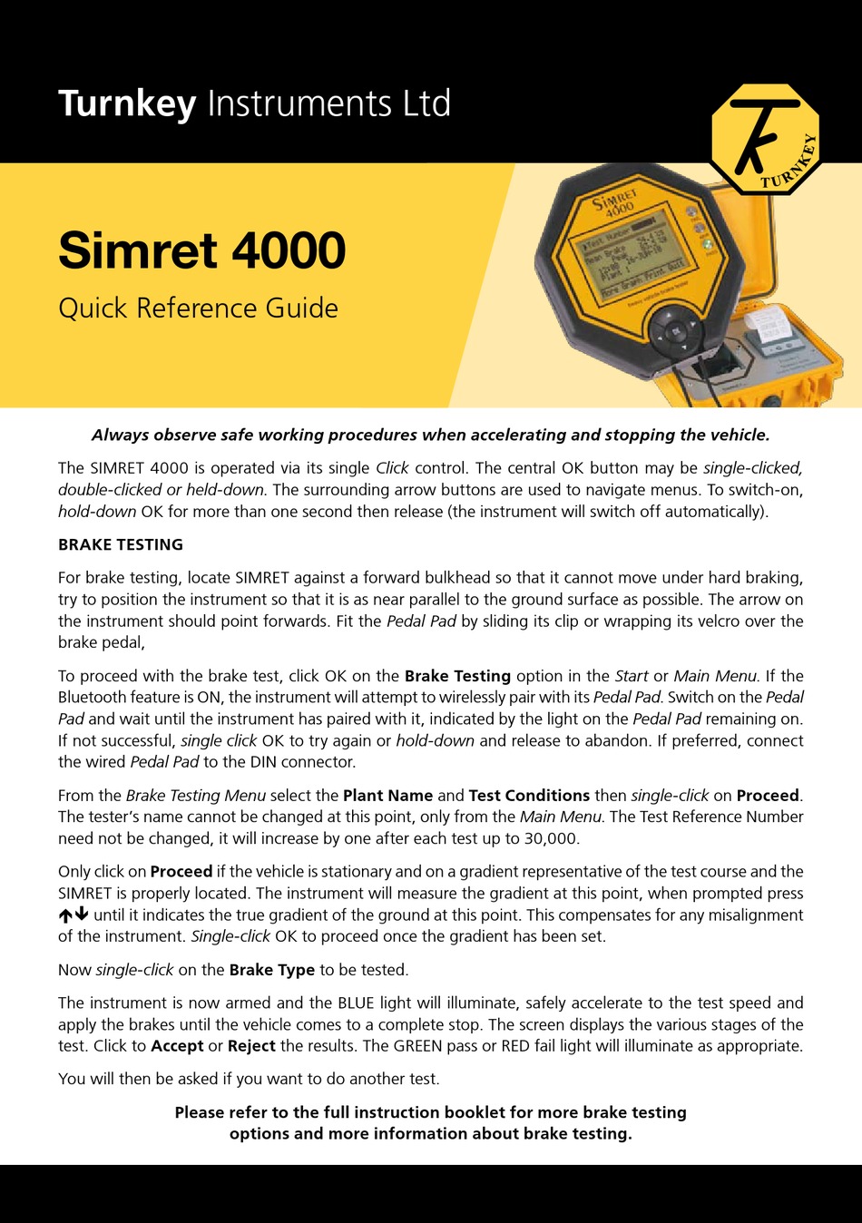 TURNKEY SIMRET 4000 QUICK REFERENCE MANUAL Pdf Download | ManualsLib
