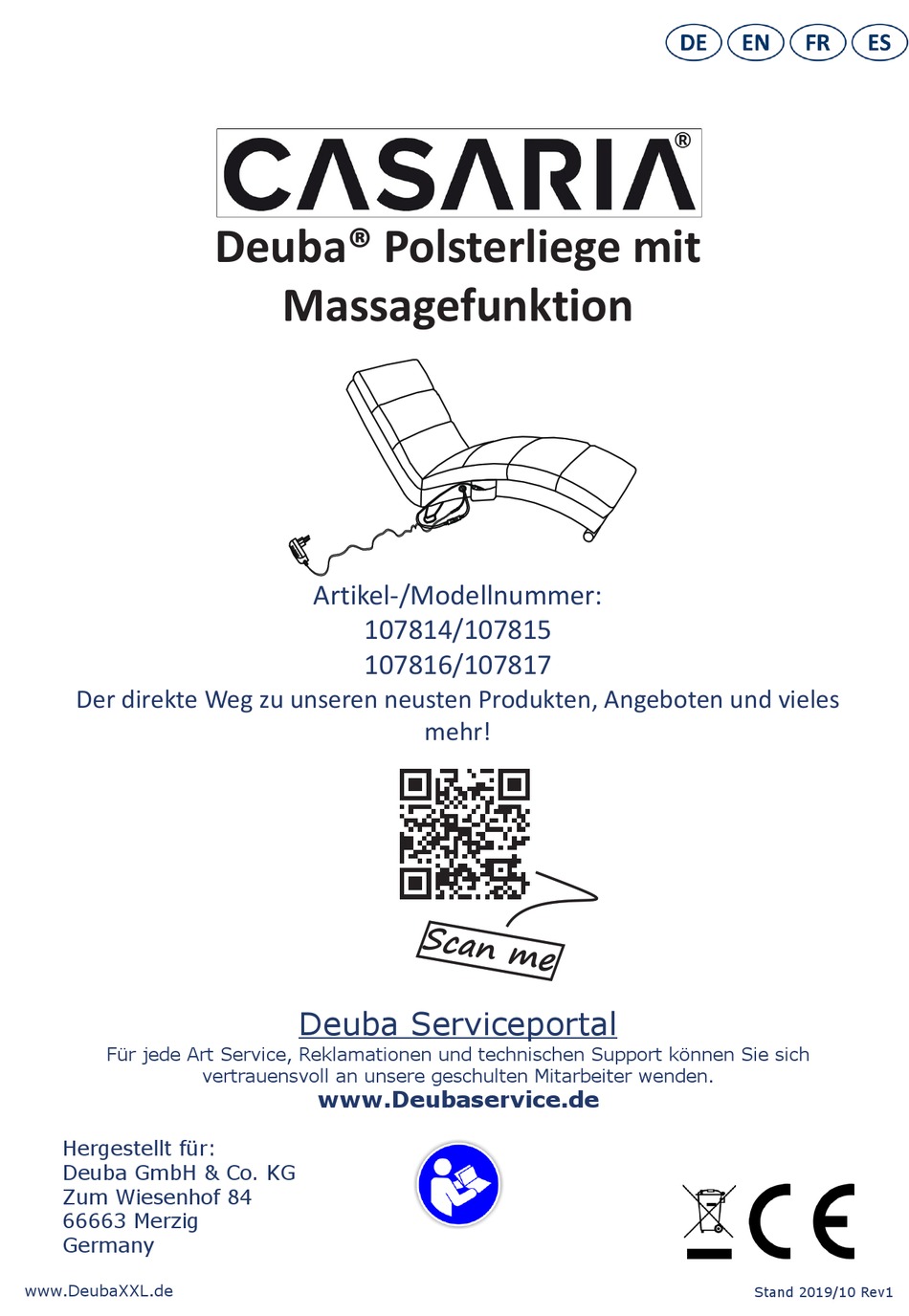 CASARIA DEUBA 107814 INSTRUCTIONS MANUAL Pdf Download | ManualsLib