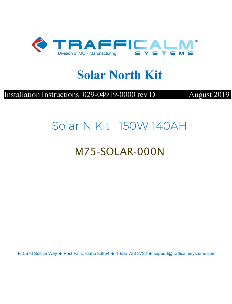 TRAFFICALM SOLAR N INSTALLATION INSTRUCTIONS MANUAL Pdf Download | ManualsLib