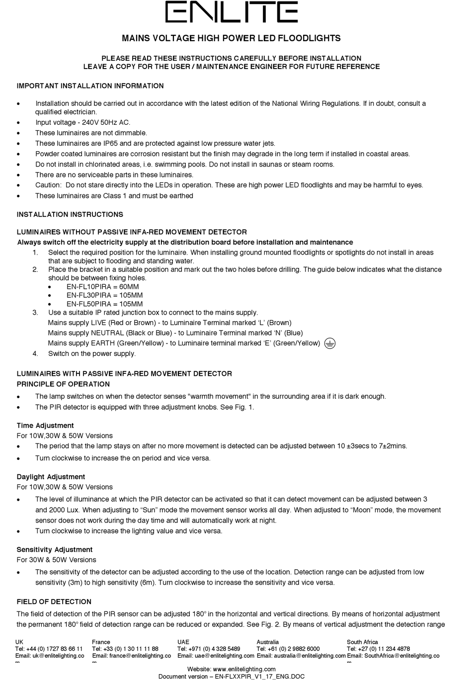 ENLITE EN-FL10PIRA INSTRUCTIONS Pdf Download | ManualsLib