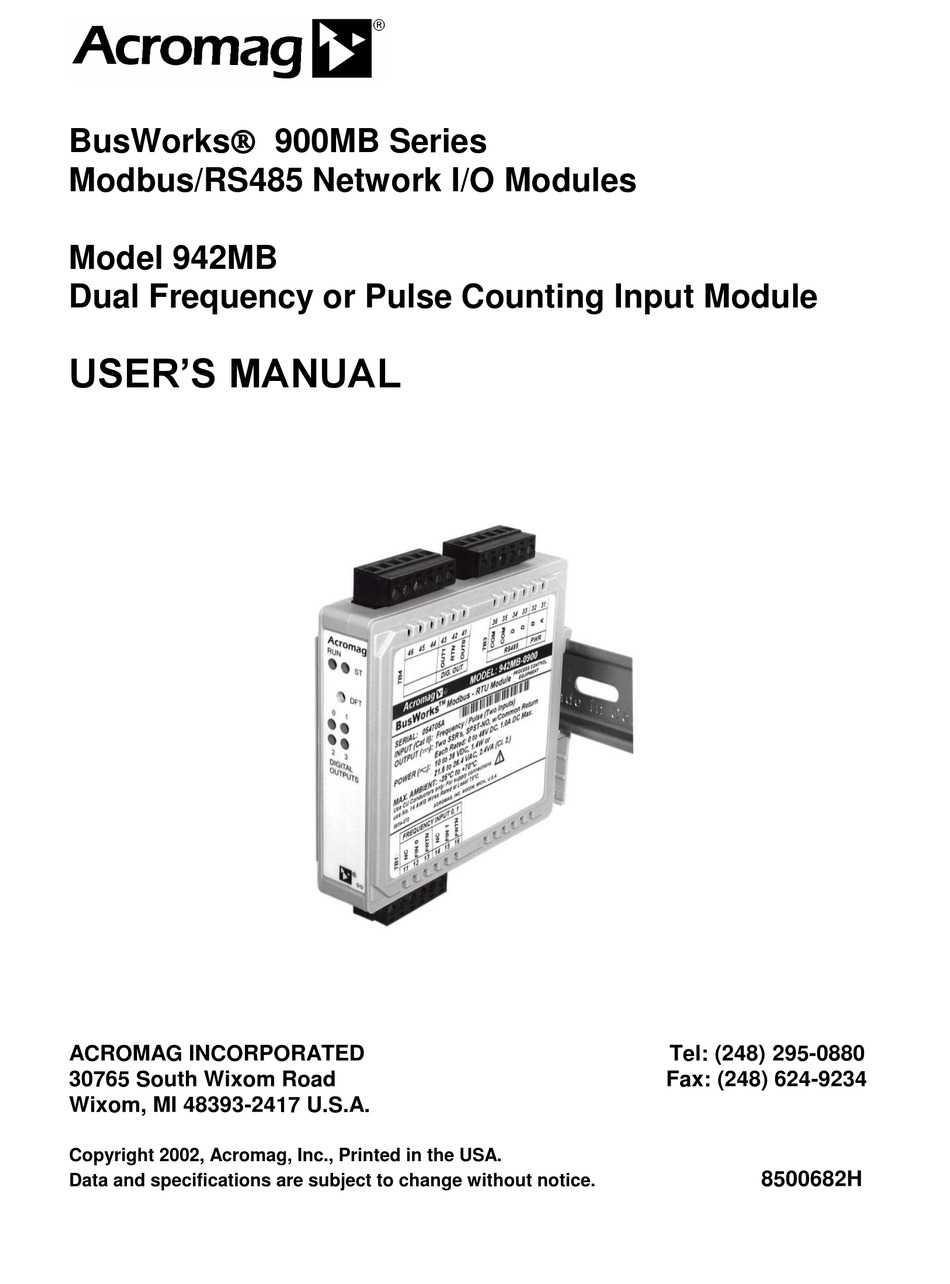 ACROMAG BUSWORKS 900MB SERIES USER MANUAL Pdf Download | ManualsLib