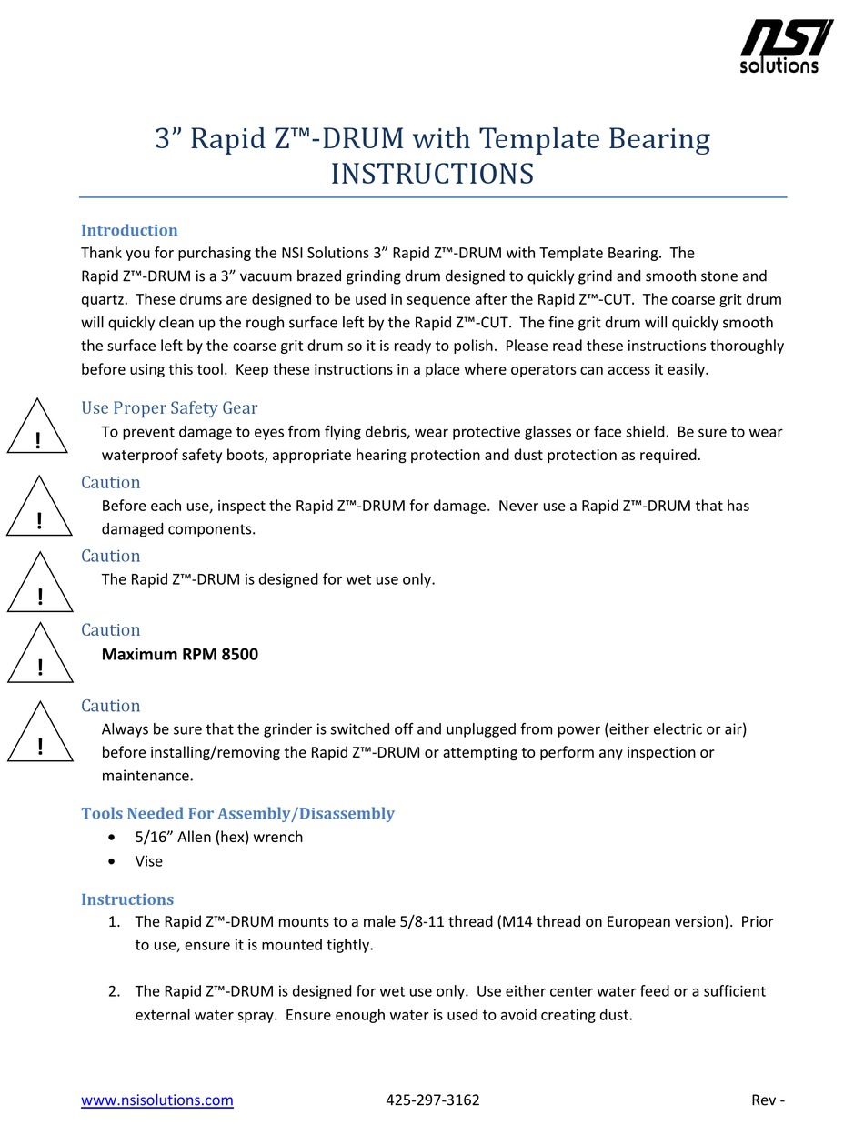 NSI SOLUTIONS RAPID Z-DRUM INSTRUCTIONS Pdf Download | ManualsLib