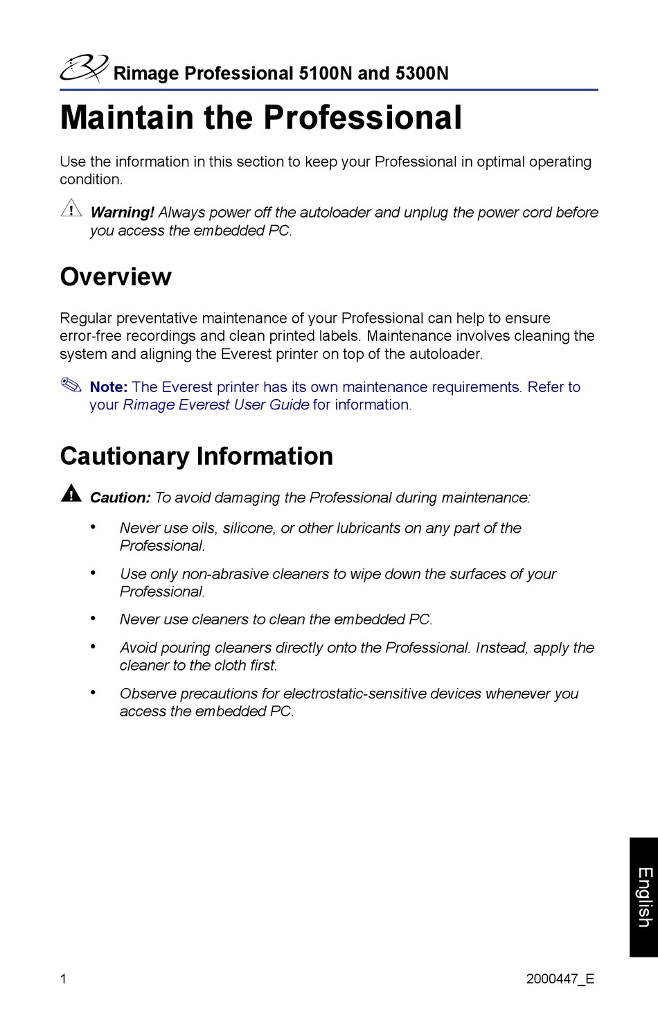 RIMAGE PROFESSIONAL 5100N MAINTENANCE MANUAL Pdf Download | ManualsLib