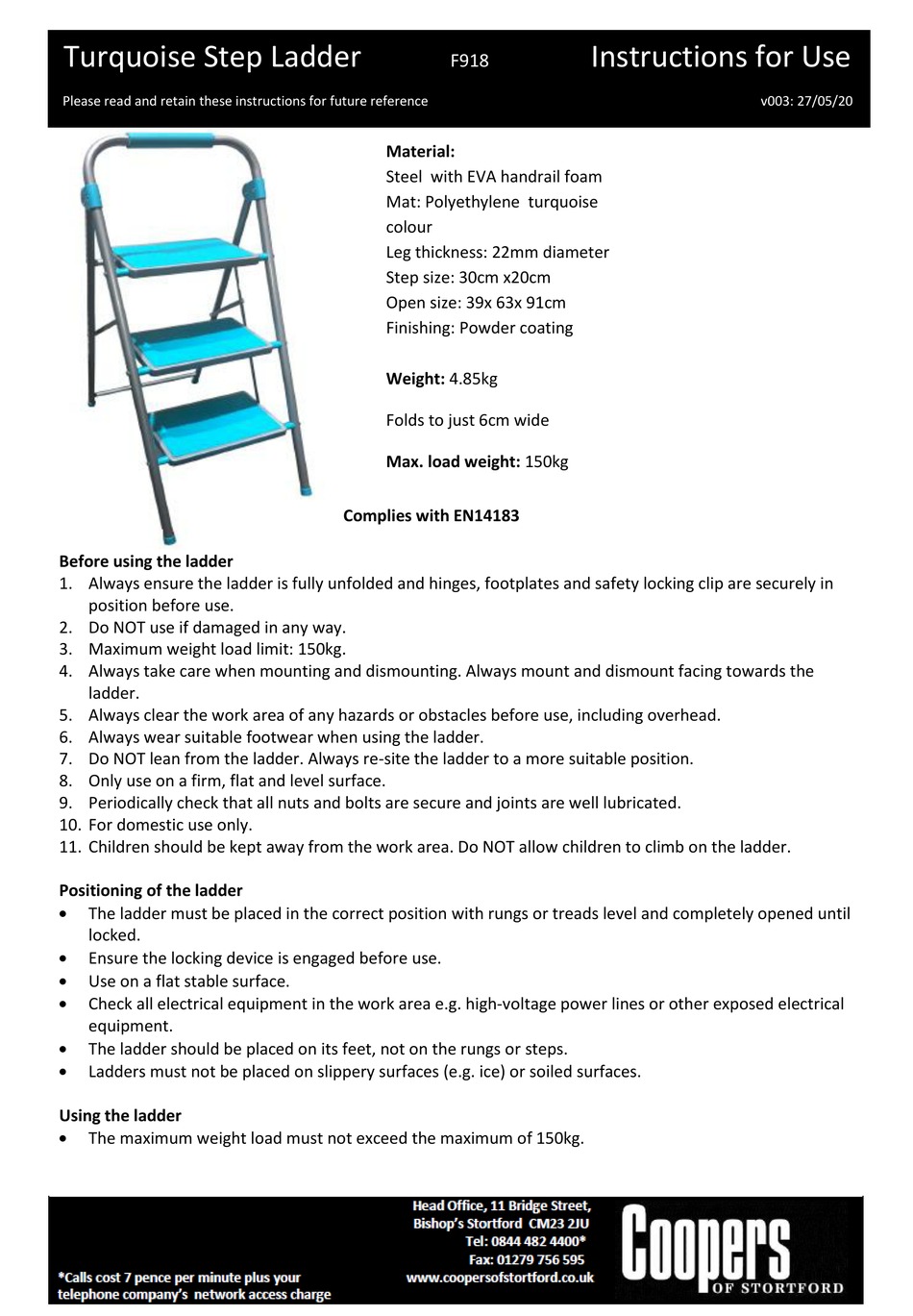 COOPERS OF STORTFORD F918 INSTRUCTIONS FOR USE Pdf Download | ManualsLib