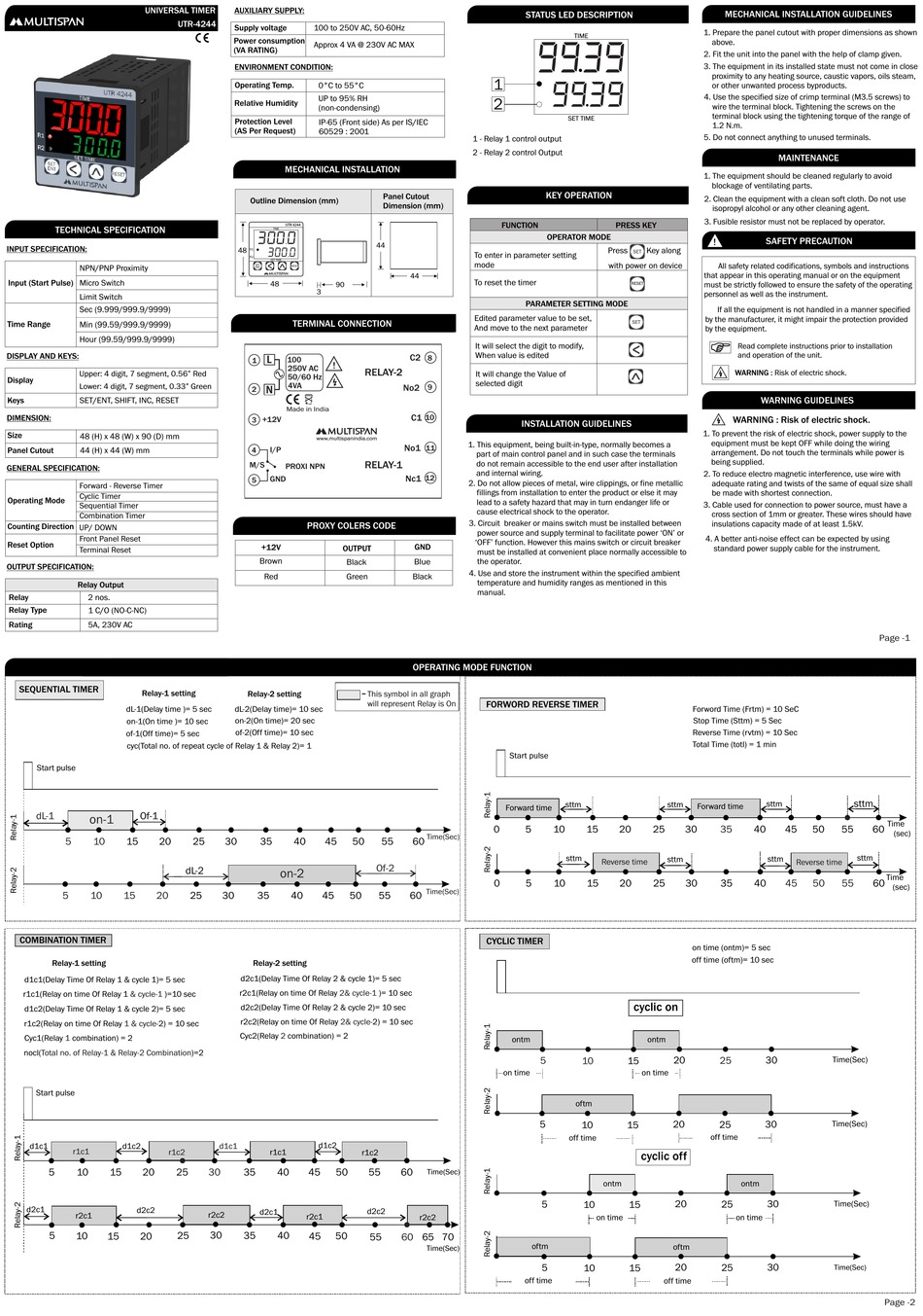 MULTISPAN UTR-4244 MANUAL Pdf Download | ManualsLib