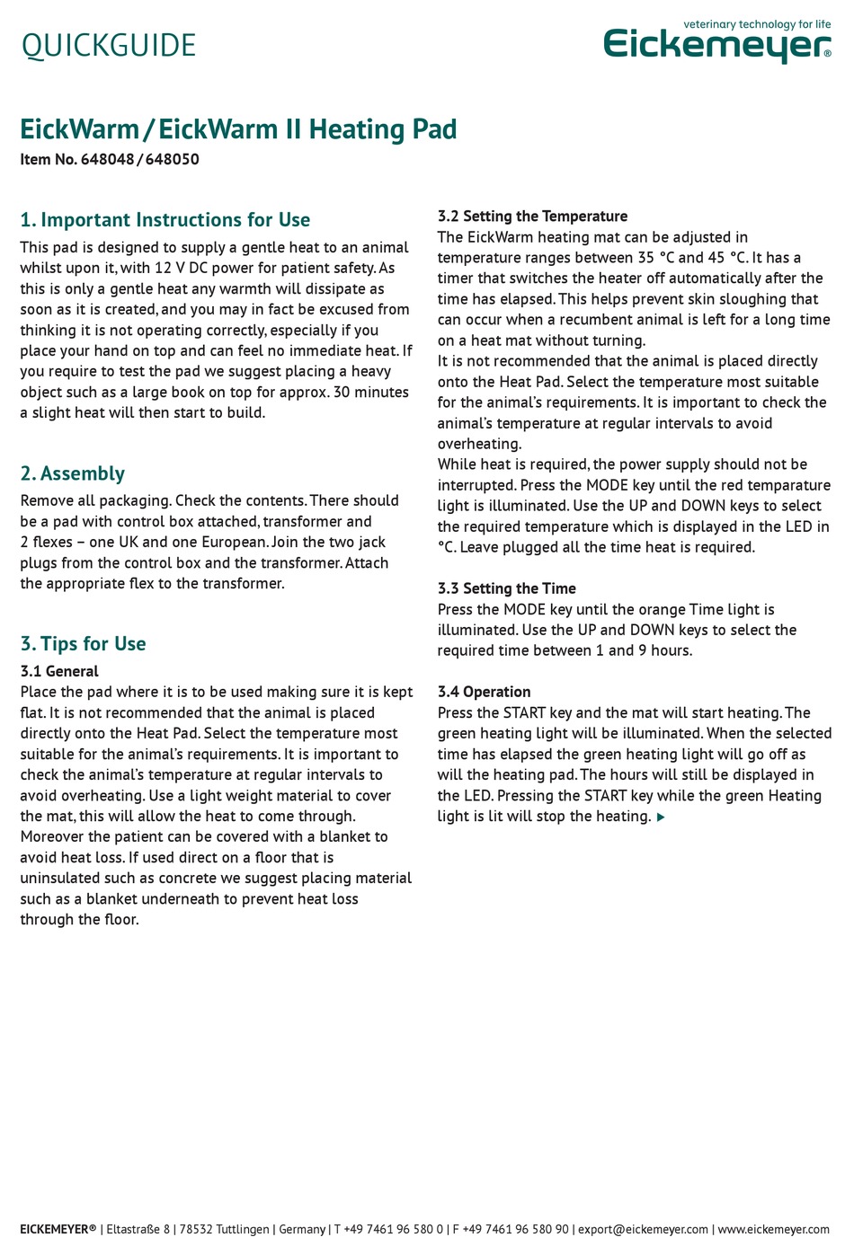 EICKEMEYER EICKWARM QUICK MANUAL Pdf Download | ManualsLib