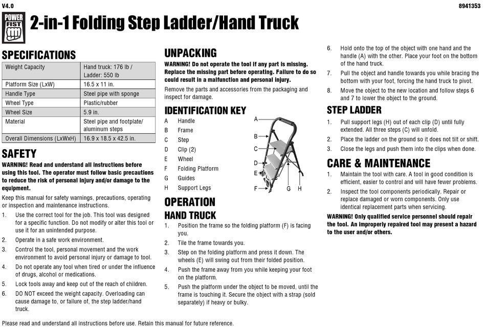 POWER FIST 8941353 INSTRUCTIONS Pdf Download | ManualsLib