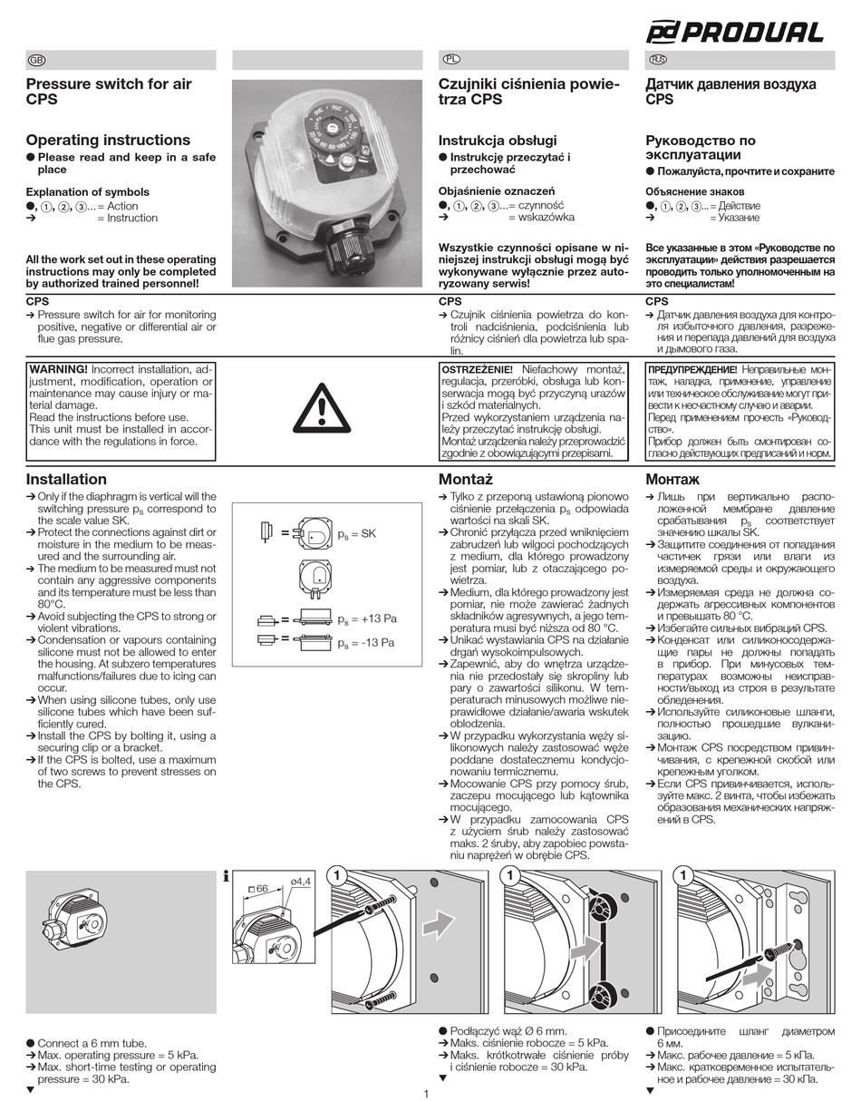 PRODUAL CPS OPERATING INSTRUCTIONS Pdf Download | ManualsLib