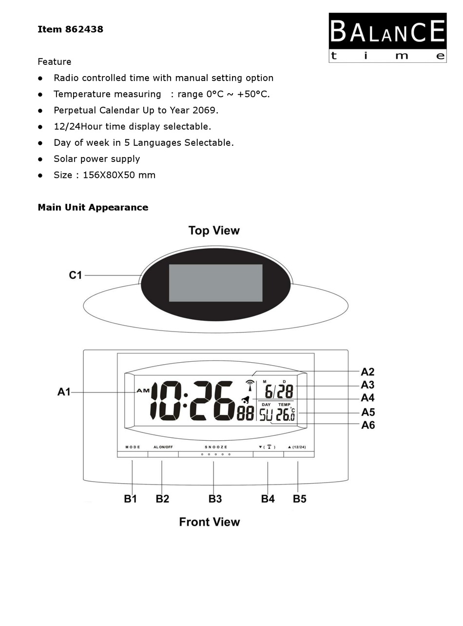 BALANCE TIME 862438 MANUAL Pdf Download | ManualsLib