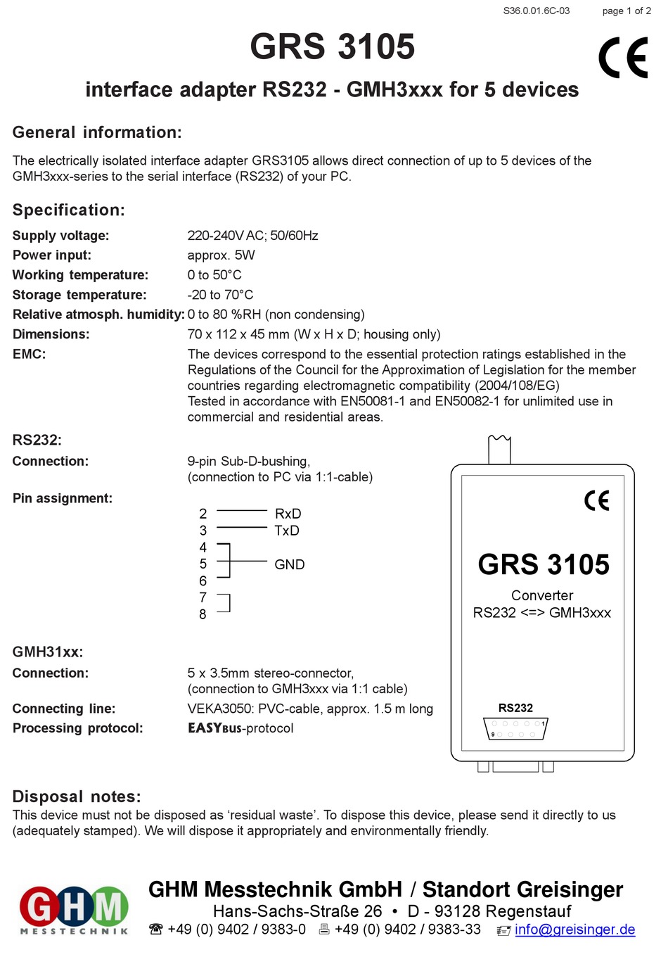 GREISINGER GRS 3105 MANUAL Pdf Download | ManualsLib
