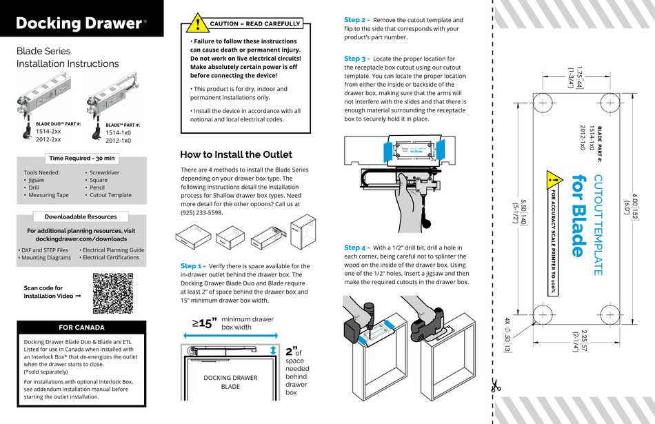 DOCKING DRAWER BLADE SERIES INSTALLATION INSTRUCTIONS Pdf Download ...