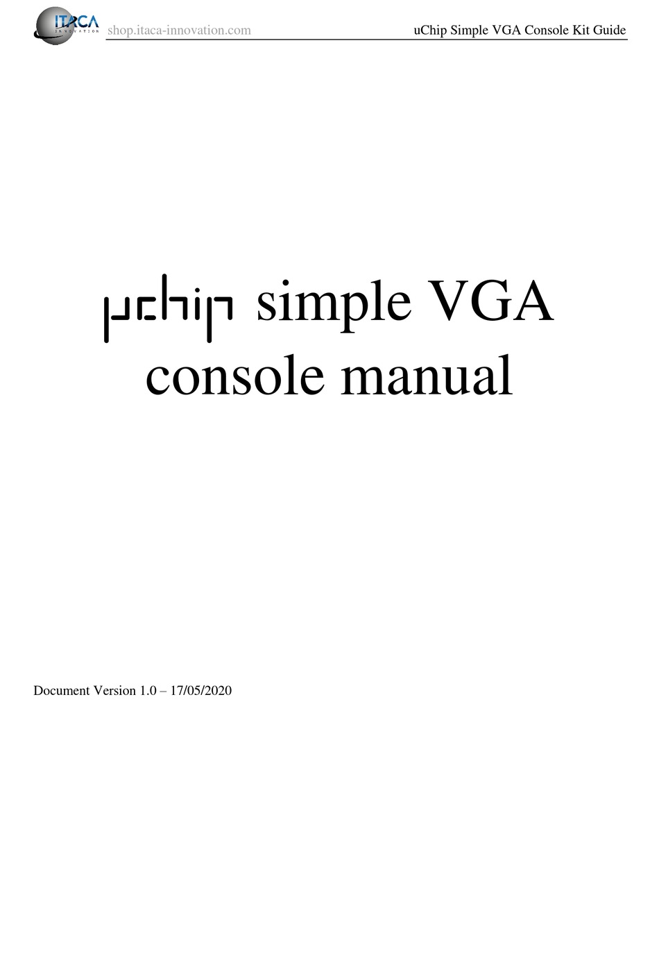 ITACA INNOVATION UCHIP SIMPLE VGA CONSOLE MANUAL Pdf Download | ManualsLib