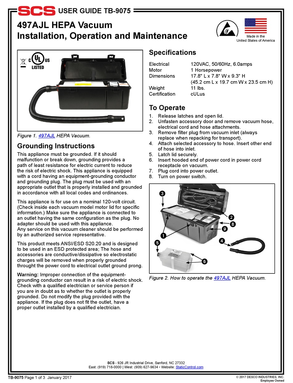 SCS TB-9075 INSTALLATION, OPERATION AND MAINTENANCE Pdf Download ...