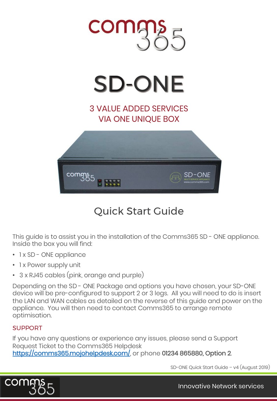 COMMS365 SD-ONE QUICK START MANUAL Pdf Download | ManualsLib