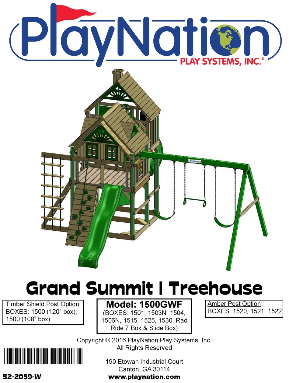PLAYNATION PLAY SYSTEMS GRAND SUMMIT I TREEHOUSE 1500GWF ASSEMBLY ...