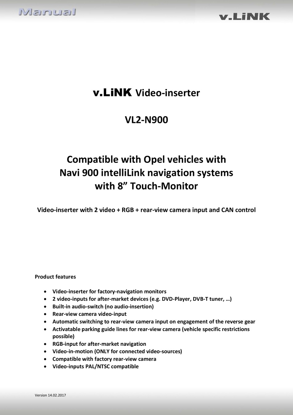 V.LINK VL2-N900 MANUAL Pdf Download | ManualsLib