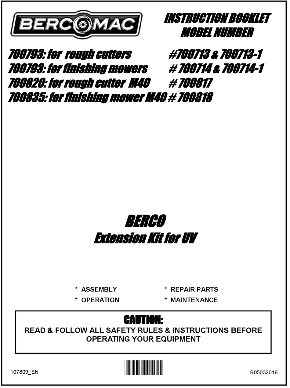 BERCOMAC 700793 INSTRUCTION BOOKLET Pdf Download | ManualsLib