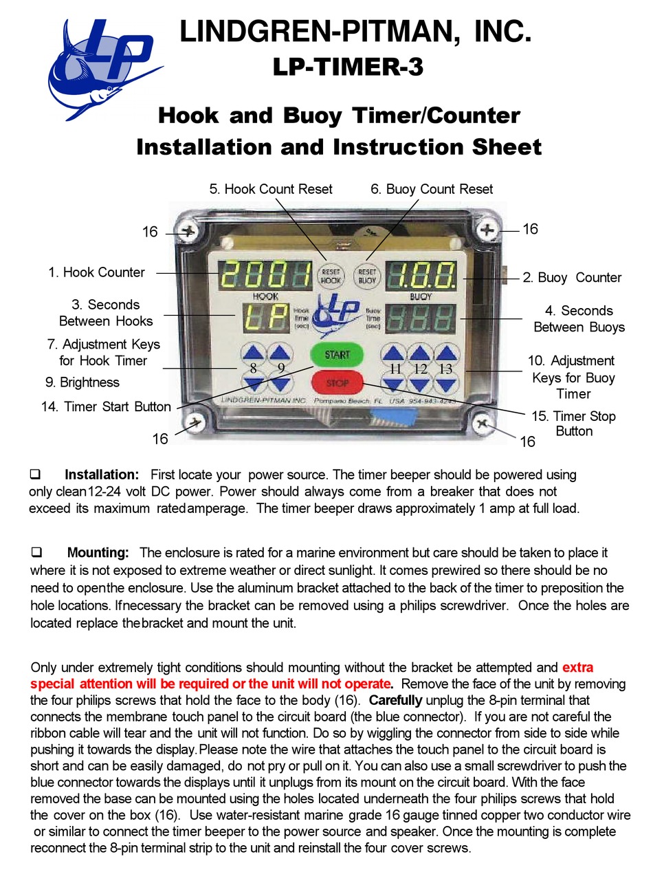 LINDGREN-PITMAN LP-TIMER-3 INSTALLATION AND INSTRUCTION SHEET Pdf ...