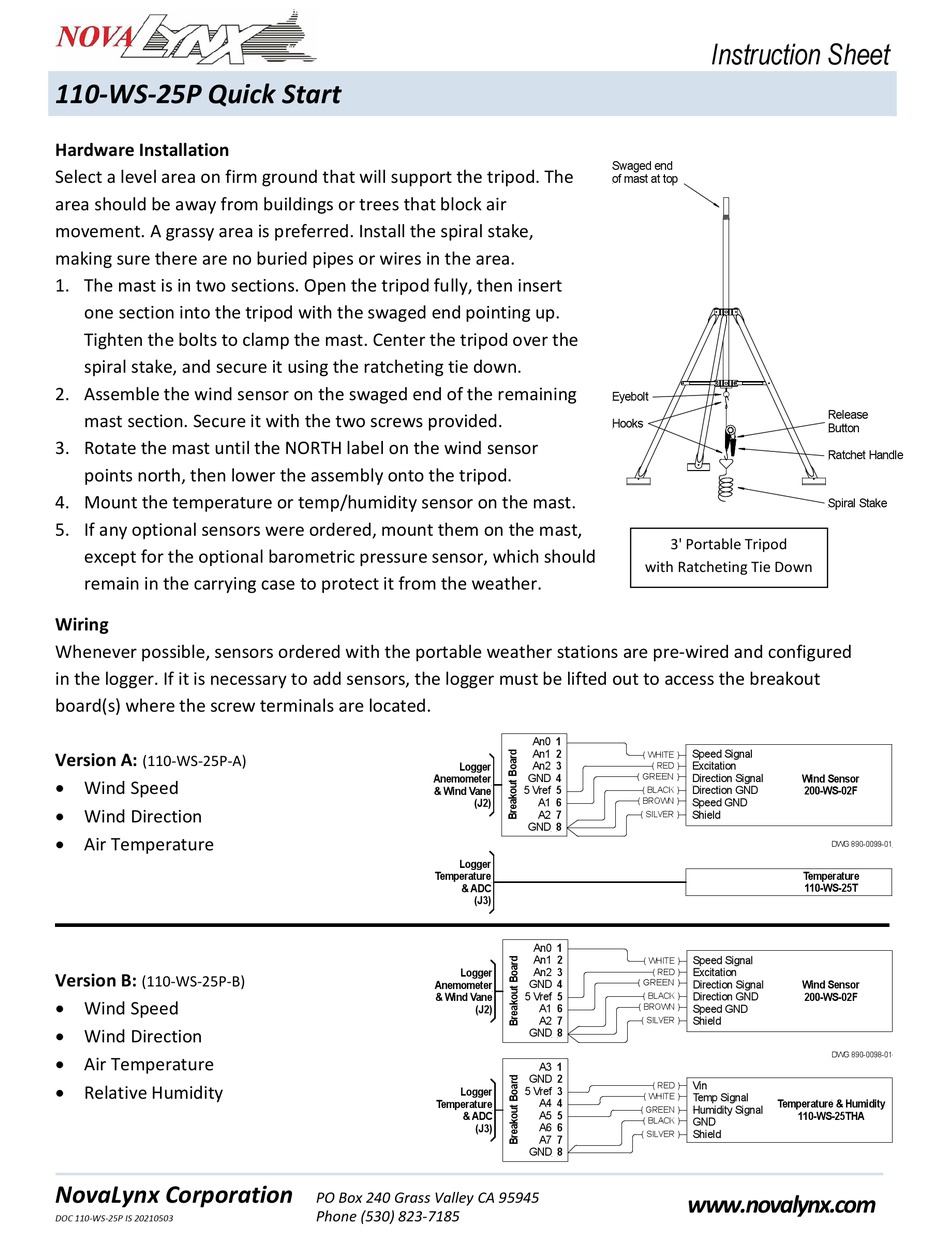 NOVALYNX 110-WS-25P QUICK START Pdf Download | ManualsLib