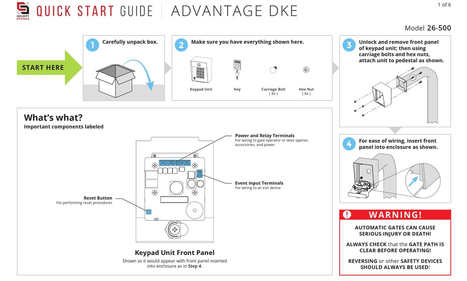 SECURITY BRANDS ADVANTAGE DKE QUICK START MANUAL Pdf Download | ManualsLib