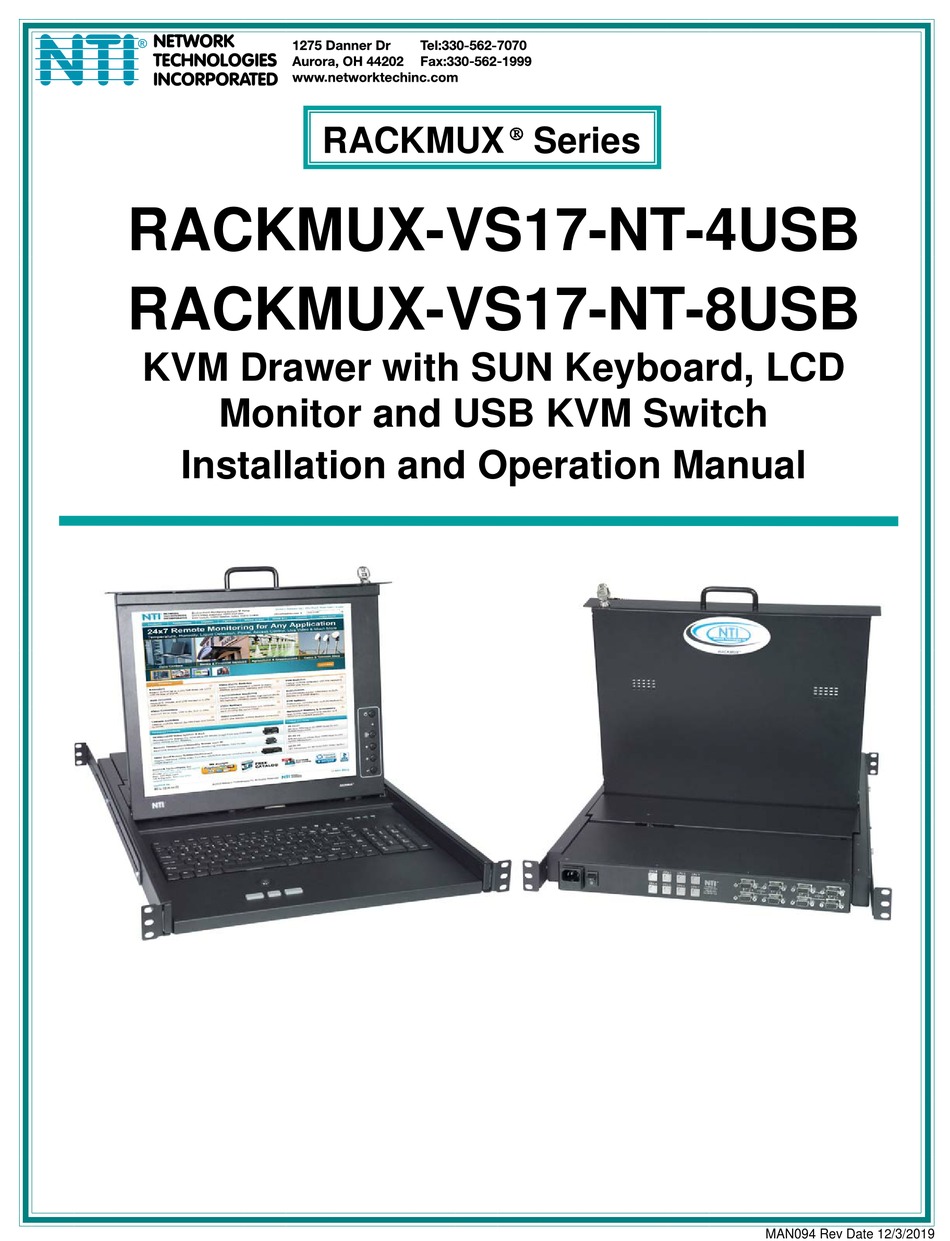 NETWORK TECHNOLOGIES INCORPORATED RACKMUX SERIES INSTALLATION AND ...