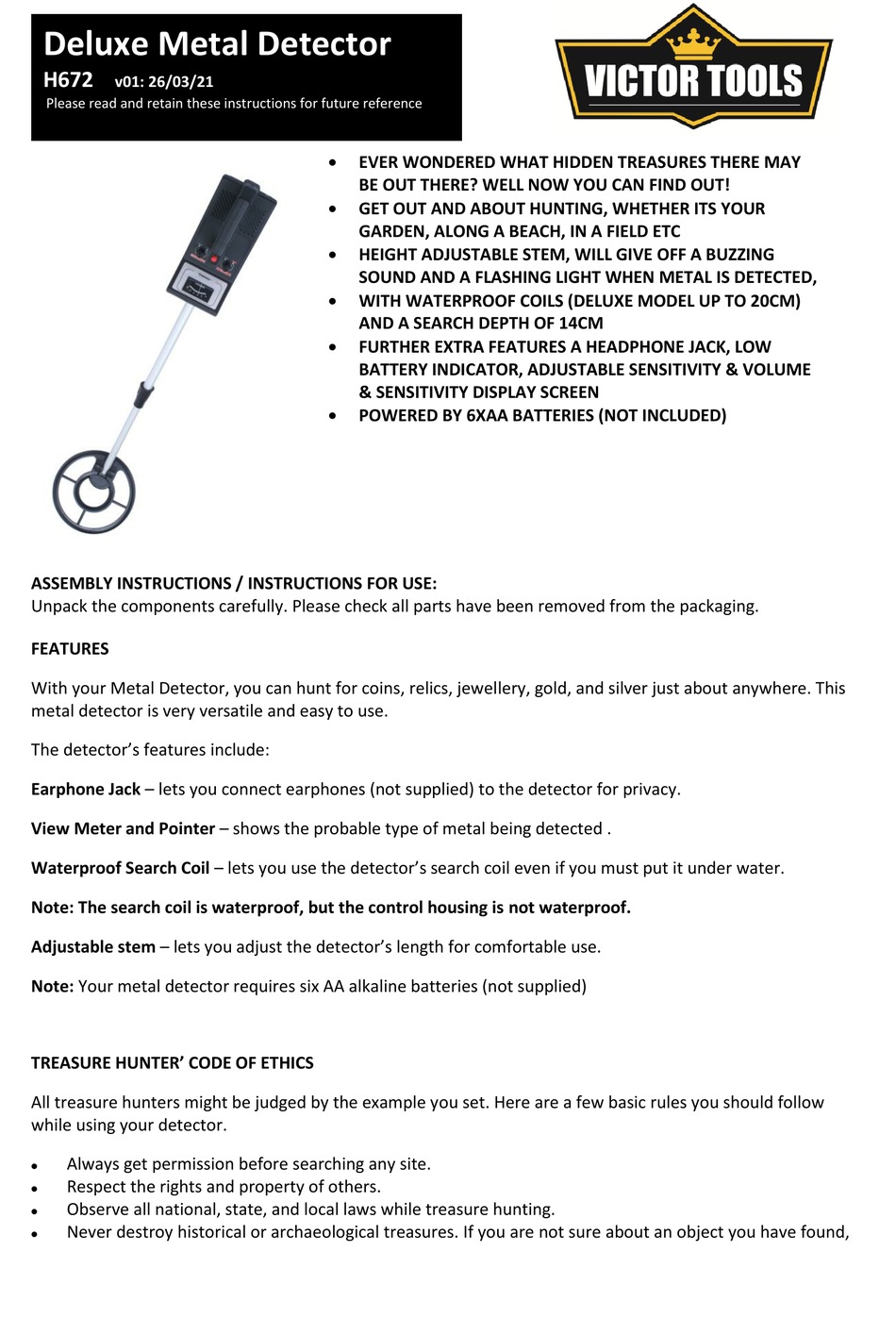 VICTOR TOOLS H672 INSTRUCTIONS FOR USE MANUAL Pdf Download | ManualsLib