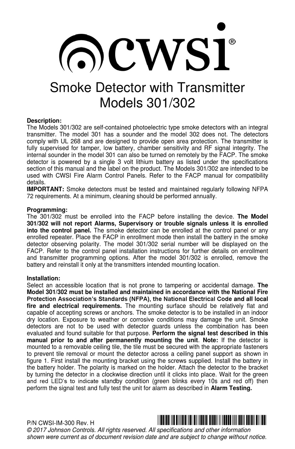 CWSI 301 MANUAL Pdf Download | ManualsLib