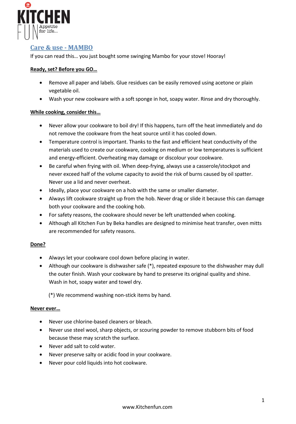 KITCHEN MAMBO MANUAL Pdf Download | ManualsLib