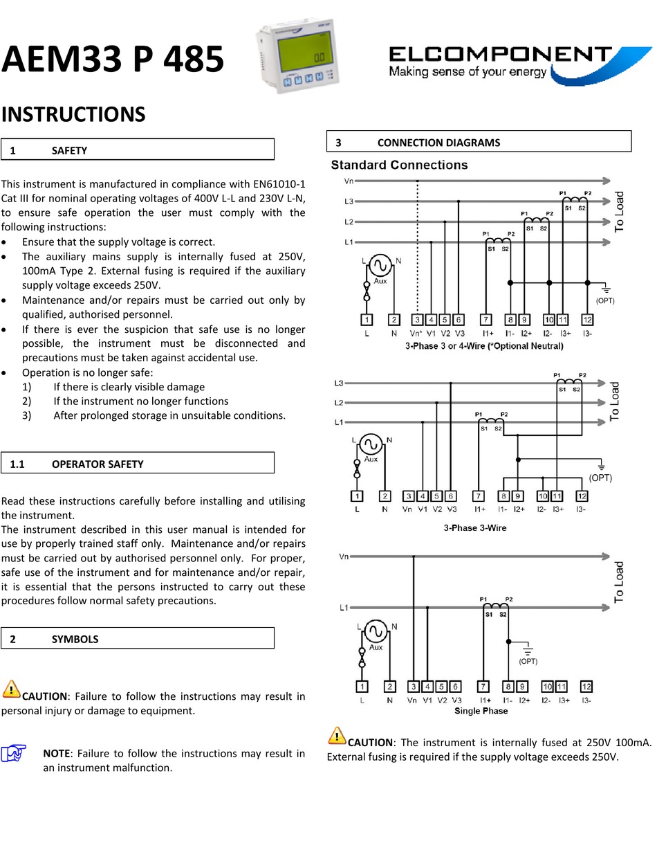 ELCOMPONENT AEM33 P 485 INSTRUCTIONS Pdf Download | ManualsLib